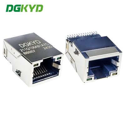 China RJ45 1000/BASE-T Integrated Filtering Network Connector SMT LCP Interface 8-Port 350uH Inductance for sale