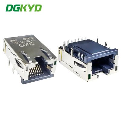 China RJ45 1000/BASE-T Integrated Filtering Network Connector with 30U Gold Plating and 350μH Inductance for sale