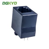 China RJ11 4P4C Modular Jack Connector 5228 Unshielded Black PBT 94V-0 Through Hole for sale