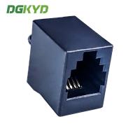 China RJ11 4P4C Modular Jack Connector 5228 Unshielded Black PBT 94V-0 Through Hole for sale