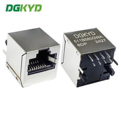 China DGKYD511B580GWA8DP 180-Degree RJ45 Vertical Interface Ethernet Filter - 100Mbps Speed, 8-Position Shielded Connector for sale