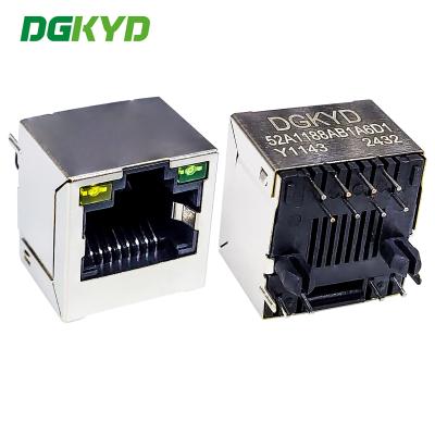 China RJ45 8P8C Network Port Socket Without Transformer with LED Direct Insertion Vertical 10/100/1000BASE-T for sale