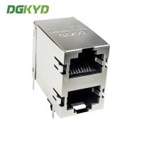 China RJ45 2x1 Shielded Stacked Modular Jack 8P8C Through Hole 1000Base-T Connector for sale