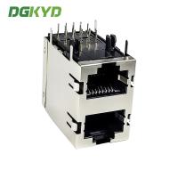 China RJ45 2x1 Shielded Stacked Modular Jack 8P8C Through Hole 1000Base-T Connector for sale