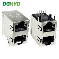 China RJ45 2x1 Shielded Stacked Modular Jack 8P8C Through Hole 1000Base-T Connector for sale