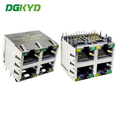 China RJ45 Socket Multi Port Connector Stacked 2X2 Interface DGKYD59212288DB2A1DY1C022 for sale