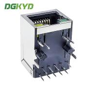 China RJ45 Modular Jack Gigabit Ethernet Filter Connector 1x1 8P8C Shielded Through Hole DGKYD111Q070CB1A21D for sale