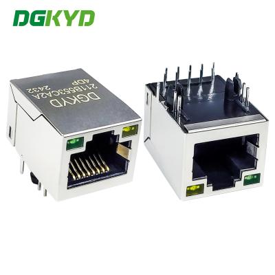 China RJ45 Ethernet Filtering POE Socket Modular Jack 1x1 Tab-Up 10/100 Base-T with LED for sale