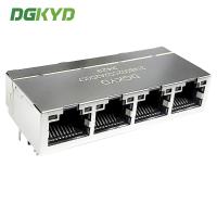 China RJ45 Connector Network Socket TAB-UP 1x4 Port 100BASE-T with 8 Positions and Gold Plating 6u-50u Options for sale