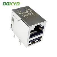 China RJ45 with USB 2.0 Connector Modular Block Socket - 6U Gold Plating, 1000BASE-T Ethernet Support for sale