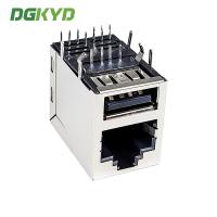 China RJ45 with USB 2.0 Connector Modular Block Socket - 6U Gold Plating, 1000BASE-T Ethernet Support for sale