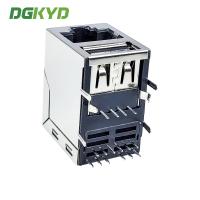 China RJ45 with USB 2.0 Connector Modular Block Socket - 6U Gold Plating, 1000BASE-T Ethernet Support for sale