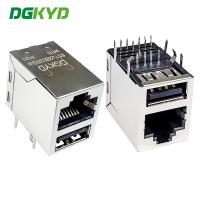 China RJ45 with USB 2.0 Connector Modular Block Socket - 6U Gold Plating, 1000BASE-T Ethernet Support for sale