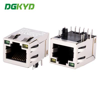 China KRJ-H202GYENL RJ45 Connector with LED and Transformer 1000BASE-T Gigabit Ethernet Jack for sale