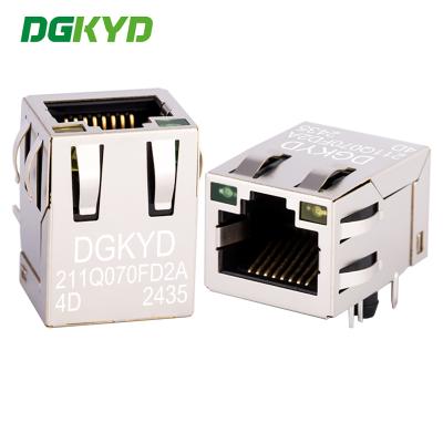 China RJ45 With Light And Transformer Ethernet Integrated Gigabit Connector DGKYD211Q070FD2A4D for sale
