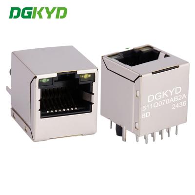 China RJ45 Network Connector with Transformer - 180 Degree Gigabit Interface 1000BASE-T 8 Terminal DGKYD511Q070AB2A8D for sale