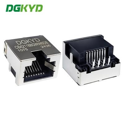 China DGKYDCB421188GWW6DB1075 RJ45 Connector with Integrated Magnetics for 10/100/1000BASE-T Ethernet, -40°C to 85°C Operating Range for sale