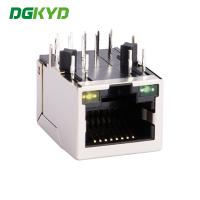 China RJ45 10/100 BASE-TX Filtered Integrated LED Connector 10 Pin DIP Shielded 1x1 for sale