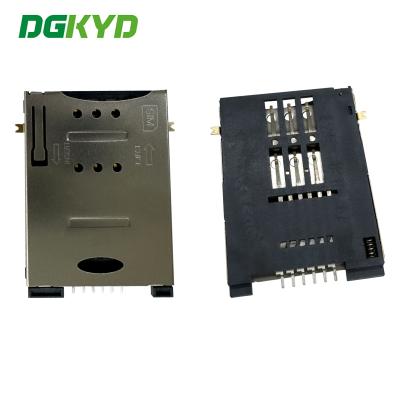 China SIM Card Holder PUSH 6P SMT H1.8 Full Mount with 5000 Insertion Cycles and -45°C to +85°C Temperature Range for sale