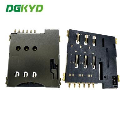 China MICRO-SIM Card Holder Push Type 1.35mm Height 6-Pin Connector with 5000 Insertion Cycles for sale