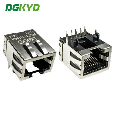 China RJ45 Shielded Ethernet Connector 10P10C Jack 1000BASE-T DGKYD56221111HWA1DY1 for sale