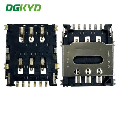 China NANO-SIM Flip Top Card Holder 1.40H 6-Position with 5000 Insertion Cycles and -40°C to +85°C Temperature Range for sale