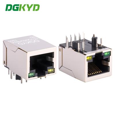 China 10/100/1000M Base-T/TX RJ45 Network Interface With LED Lights, Modular Socket For Network Port DGKYD111Q060AB2A1D for sale