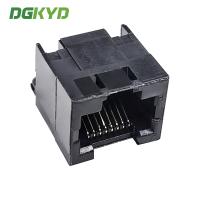 China RJ45 All Plastic Ethernet Port Connector 8P8C Black Without Filter 1x1 10/100/1000BASE-T for sale