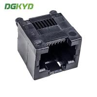 China RJ45 All Plastic Ethernet Port Connector 8P8C Black Without Filter 1x1 10/100/1000BASE-T for sale