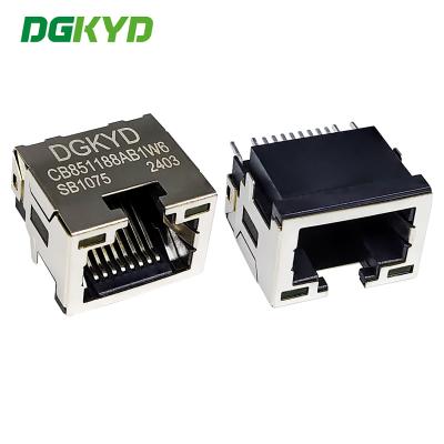 China RJ45 SMD Connector 8.5mm Sinking Board with LED 8P8C Patch Type for 10/100/1000BASE-T Ethernet for sale
