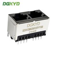 China RJ45 Multi Port Vertical Connector 8P8C 180 Degree Direct Insertion Interface Without Filter 1x2 Ports for sale