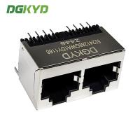 China RJ45 Multi Port Vertical Connector 8P8C 180 Degree Direct Insertion Interface Without Filter 1x2 Ports for sale