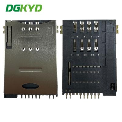 China SIM Card Holder PUSH 6P+2 SMT Pillarless 8-Pin Connector -40°C to +85°C Operating Temperature for sale