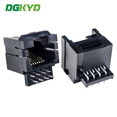 China RJ45 Bottom Socket 0 Degree Black 8P8C Without Filter 10/100/1000BASE-T for sale