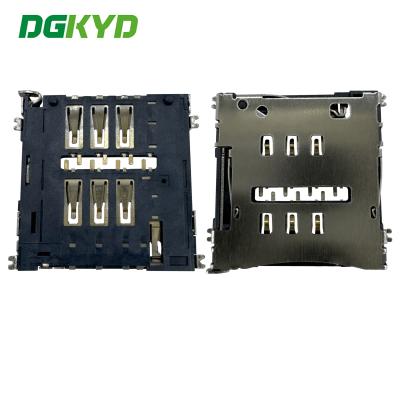 China Micro SIM Card Holder No Push 1.50H 6Pin Telephone Card Connector DGKYD for sale