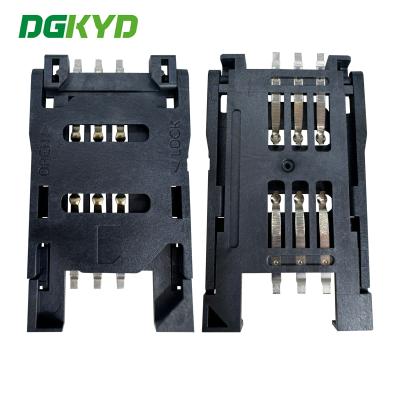 China SIM Card Holder 6P All Plastic Flip Top Telephone Card Holder 6 Pin RoHS for sale