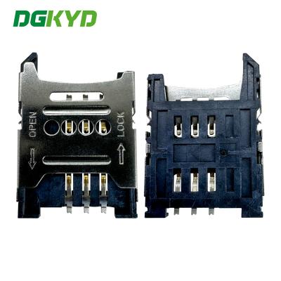 China SIM Card Holder 6 Pin Flip Top Telephone Card Connector DGKYDSIM18H6A6A2Y3WSG286 for sale