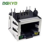 China RJ45 Connector 8P8C Single Port Shielded with LED Yellow Green 10/100/1000BASE-T DGKYD-56SYGENL for sale