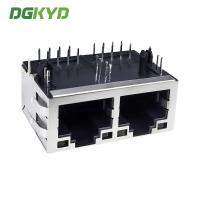 China RJ45 Ethernet Connector 8P8C Dual Port Shielded with LED 10/100/1000BASE-T DGKYD212B016FD2A4D for sale