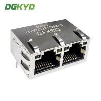 China RJ45 Ethernet Connector 8P8C Dual Port Shielded with LED 10/100/1000BASE-T DGKYD212B016FD2A4D for sale
