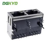 China RJ45 Ethernet Connector 8P8C Dual Port Shielded with LED 10/100/1000BASE-T DGKYD212B016FD2A4D for sale