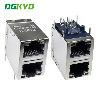 China RJ45 2x1 Modular Jack Connector with Gigabit Filter, 6μ Gold Plating, -40℃ to 85℃ Operating Temperature for sale