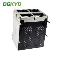 China RJ45 2x2 Stacked Ethernet Socket with POE+ Support - Gigabit Connector with LED Indicators and -40℃ to 85℃ Operating Range for sale