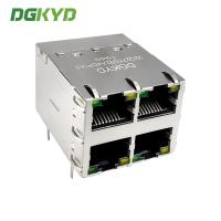 China RJ45 2x2 Stacked Ethernet Socket with POE+ Support - Gigabit Connector with LED Indicators and -40℃ to 85℃ Operating Range for sale