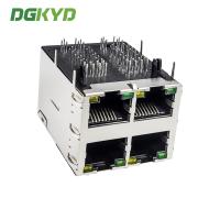 China RJ45 2x2 Stacked Ethernet Socket with POE+ Support - Gigabit Connector with LED Indicators and -40℃ to 85℃ Operating Range for sale