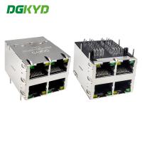 China RJ45 2x2 Stacked Ethernet Socket with POE+ Support - Gigabit Connector with LED Indicators and -40℃ to 85℃ Operating Range for sale