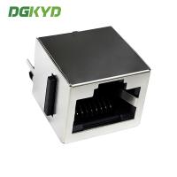 China 180 Degree Vertical RJ45 Connector 1x1 Shielded Jack Through Hole 8P8C 10/100/1000Base-T for sale