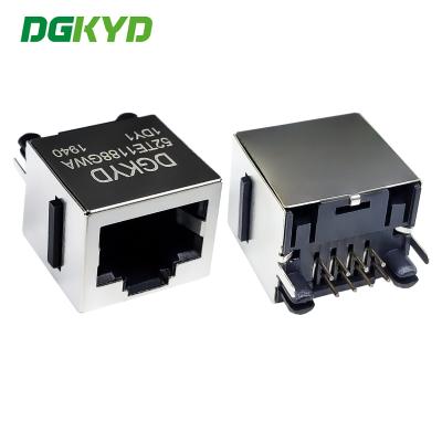 China 180 Degree Vertical RJ45 Connector 1x1 Shielded Jack Through Hole 8P8C 10/100/1000Base-T for sale