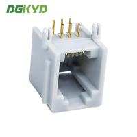 China RJ11 6P6C Gray Mesh Port Connector with Side Entry PCB Mounting and Gold 15μ Contact Plating for sale
