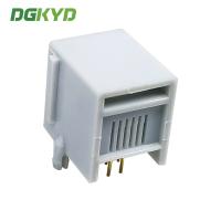 China RJ11 6P6C Gray Mesh Port Connector with Side Entry PCB Mounting and Gold 15μ Contact Plating for sale